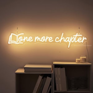 One More Chapter Neon Sign, Home Study Bookshelf Neon Decor, Home ...