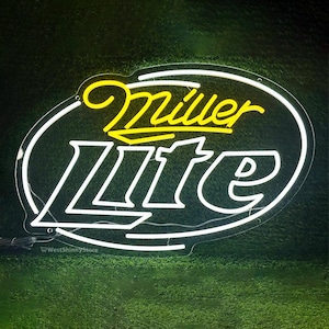 Custom Home Bar Decor, Miller Lite Neon Sign, Vintage Beer Decor, Home ...