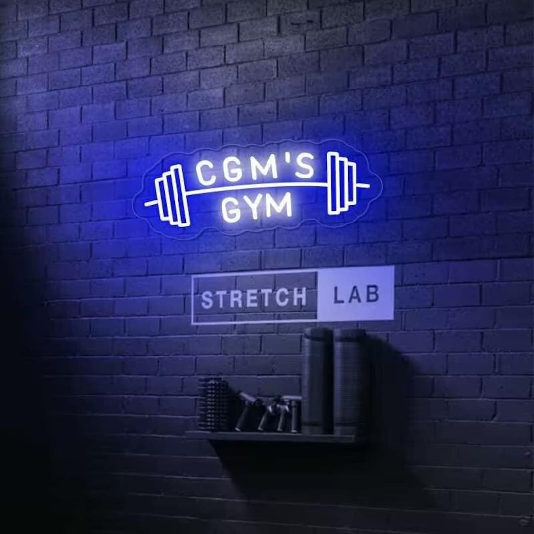 Personalized Home Gym Sign, Gym Wall Hanging, Barbell Neon Light ...