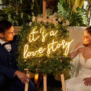 It’s a Love Story Neon Sign, Wedding Welcome Decor, Modern Wedding ...
