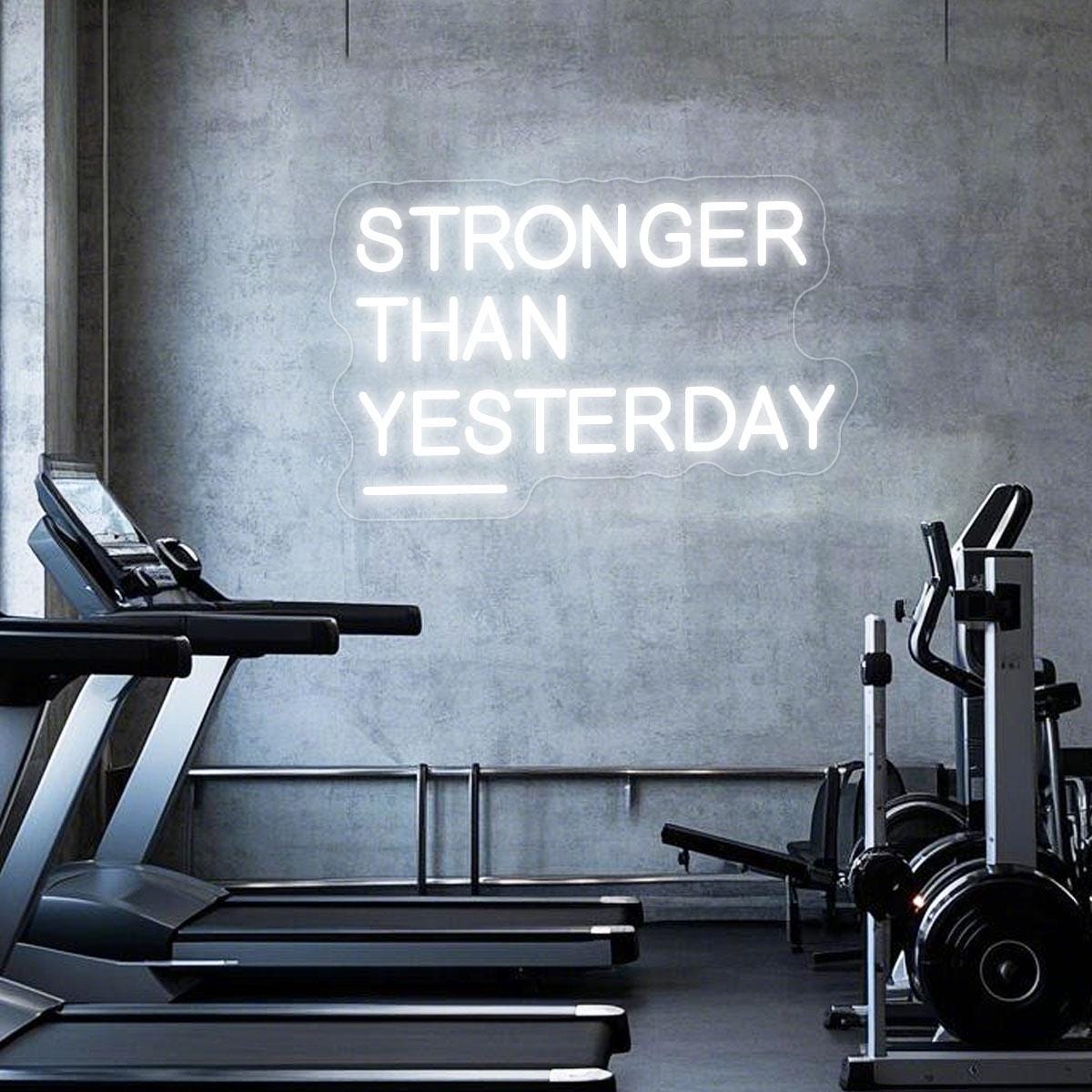 Stronger Than Yesterday Gym Neon Sign, Fitness Motivation Sign, Home ...