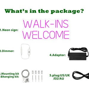 Walk-ins Welcome Sign, Walk-in Sign Decor, Neon Business Sign, Open ...