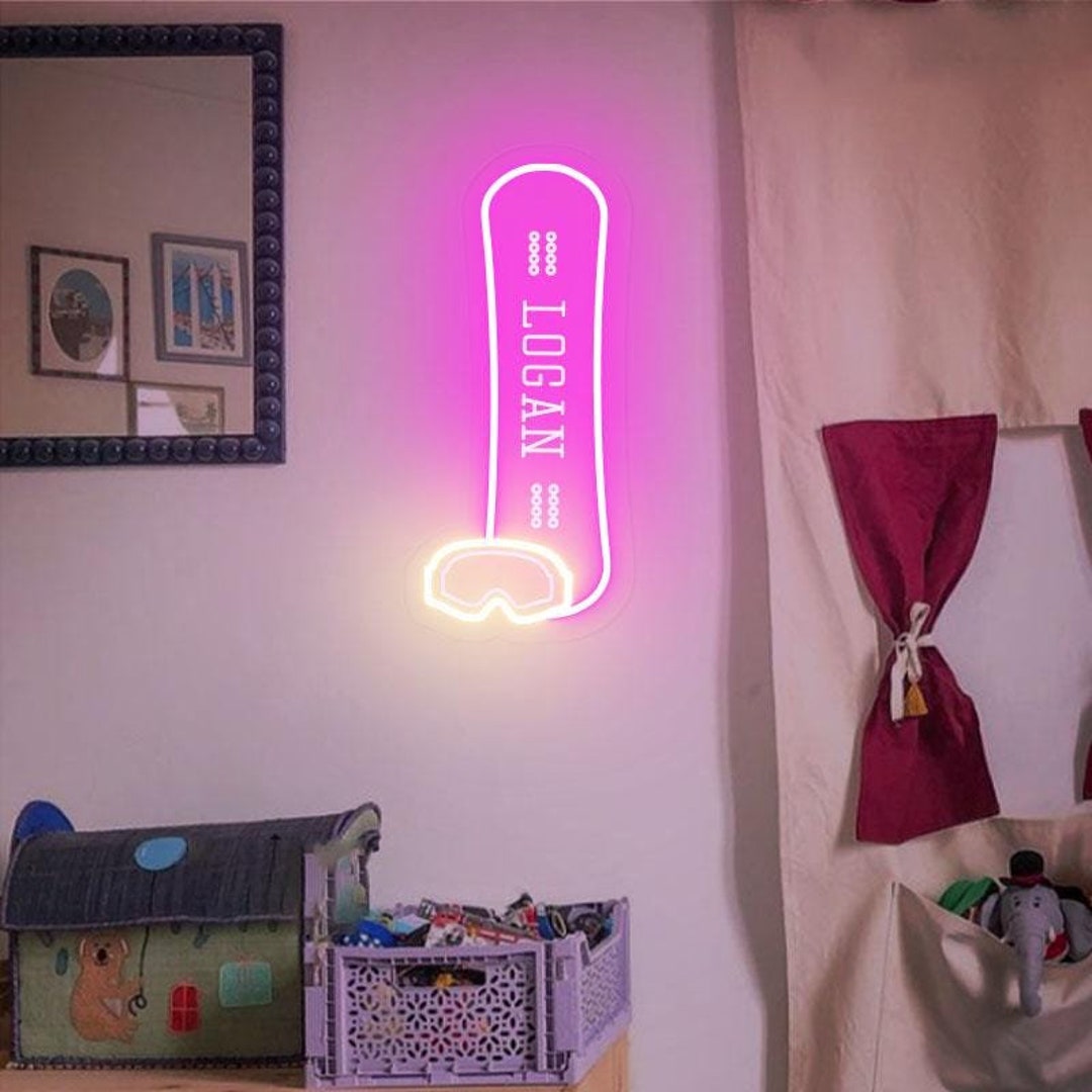 Personalized Snowboard Neon Sign, Gift for Snowboarder, Custom Name ...