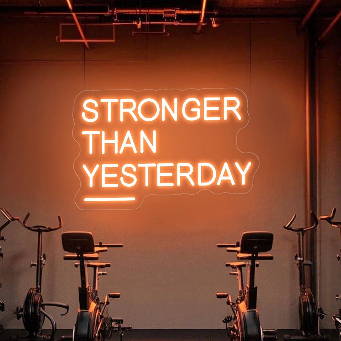 Stronger Than Yesterday Gym Neon Sign, Fitness Motivation Sign, Home ...
