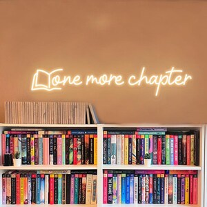 One More Chapter Neon Sign, Home Study Bookshelf Neon Decor, Home ...