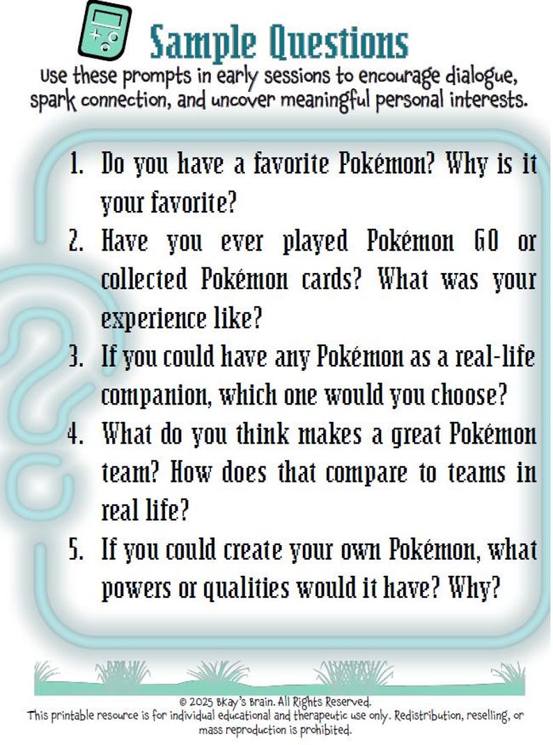 Pokémon-inspired Therapy Worksheets | Strengths-based SEL Activities ...