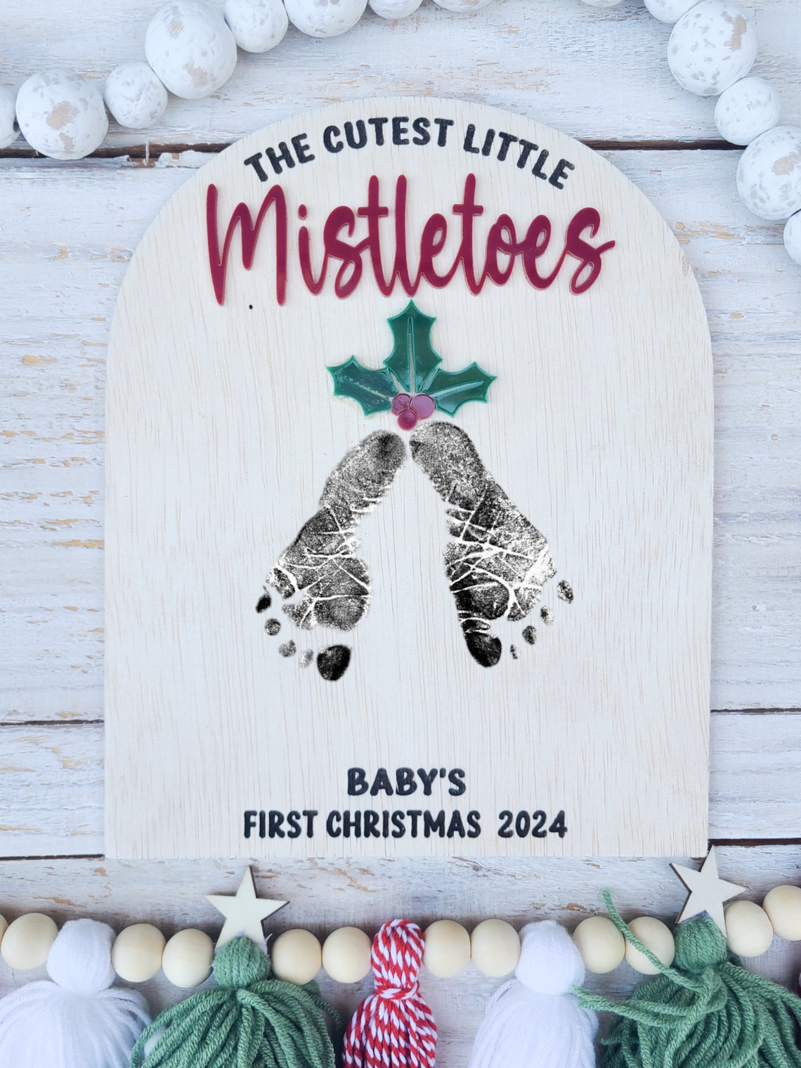 Mistletoes Baby Footprint Sign | Baby's First Christmas Keepsake| Baby ...