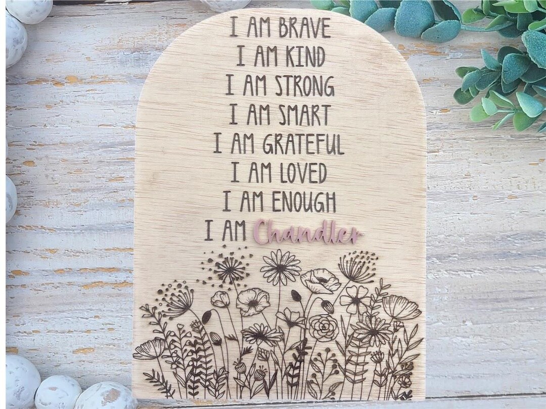 Personalized Affirmation Sign for Kids | Wood Nursery Decor | Positive ...