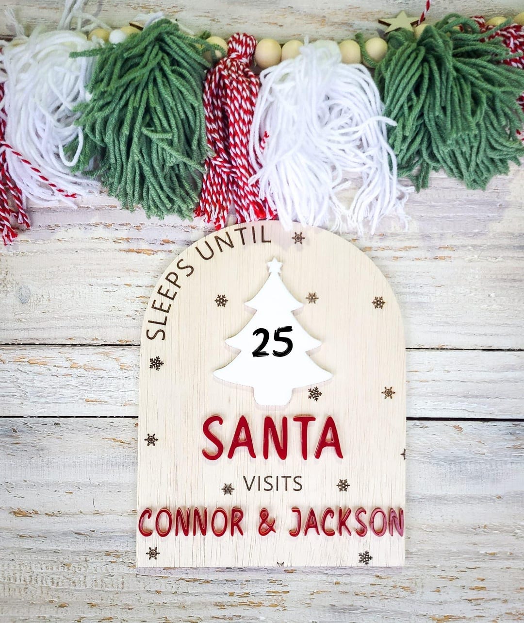 Personalized Santa Countdown Sign - Custom Christmas Countdown Decor - Etsy