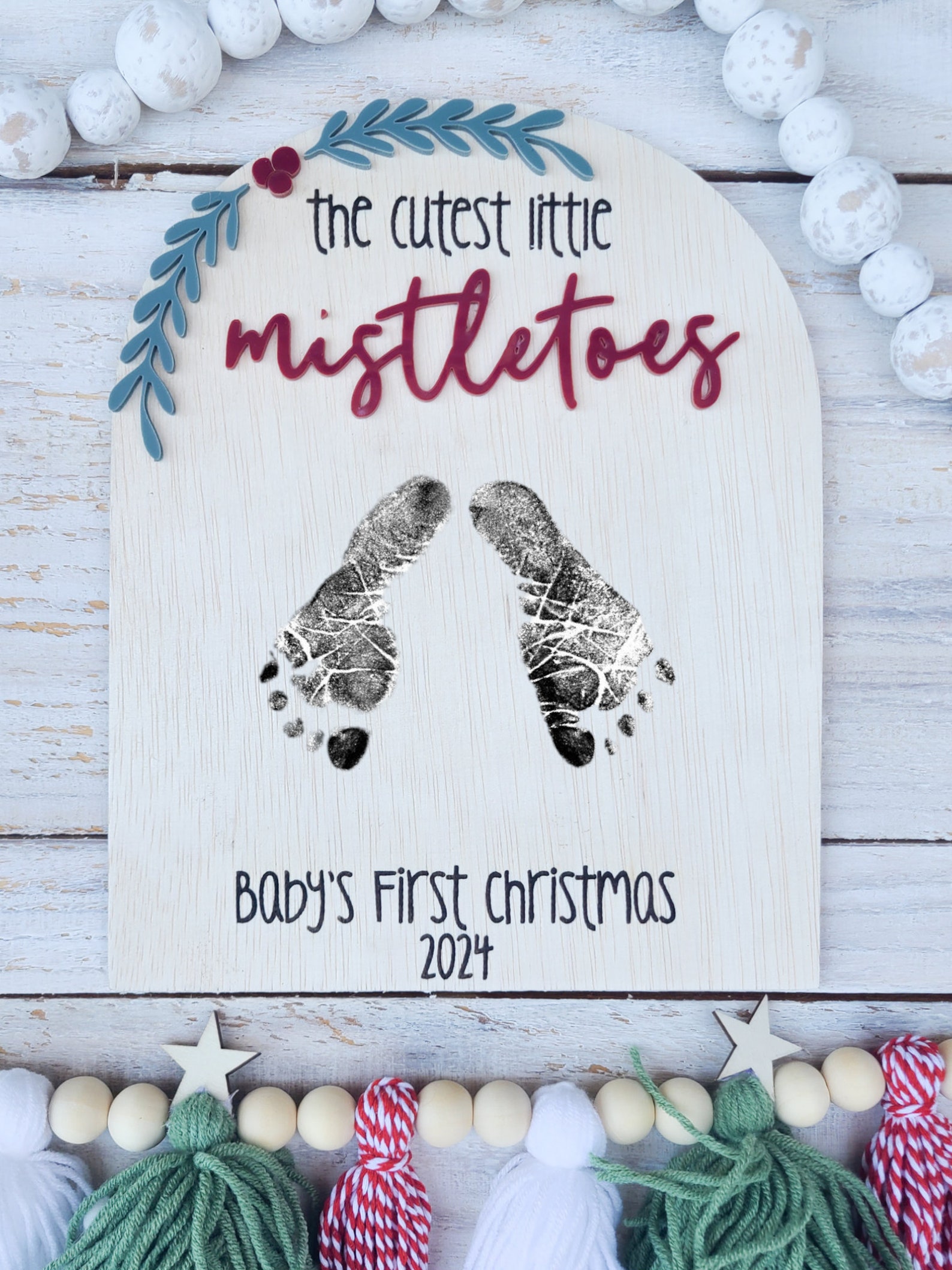 Mistletoes Baby Footprint Sign | Baby's First Christmas Keepsake| Baby ...