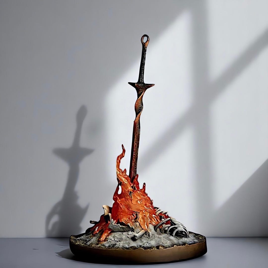 Dark Souls Coiled Sword Figurine – Bonfire Sword Replica, Fantasy ...