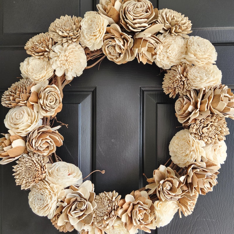 Wood Flower Wreath - Etsy