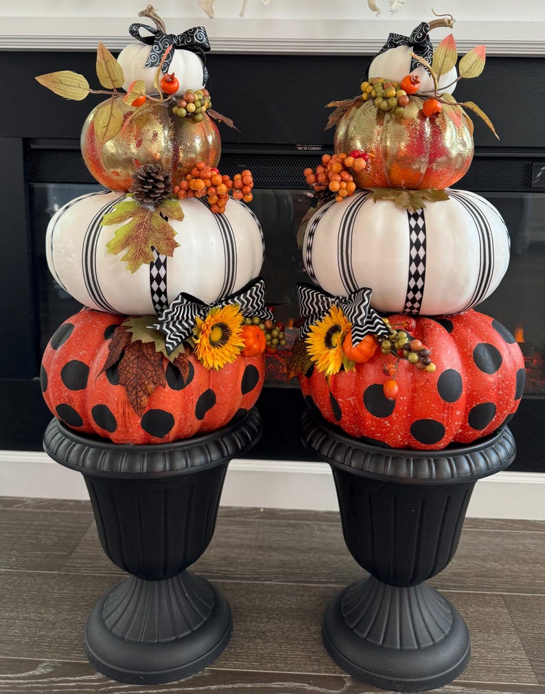 Pumpkin Topiaries, Fall Topiaries, Fall Decor, Pumpkin Decor, Sunflower ...