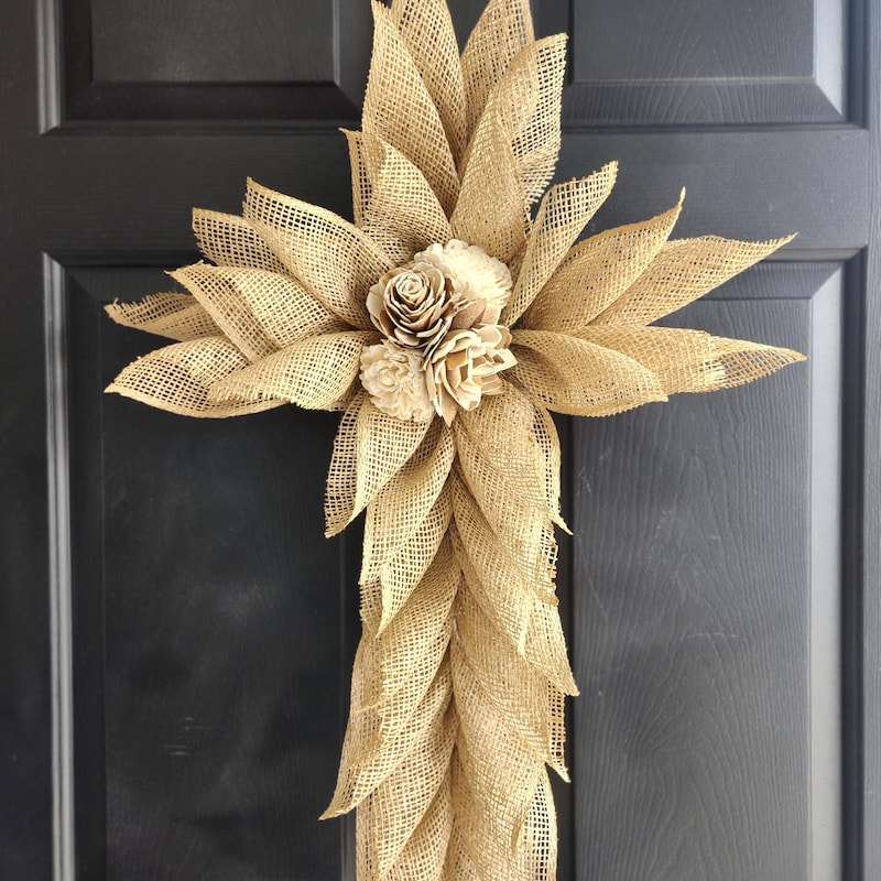Burlap Cross Wreath - Etsy