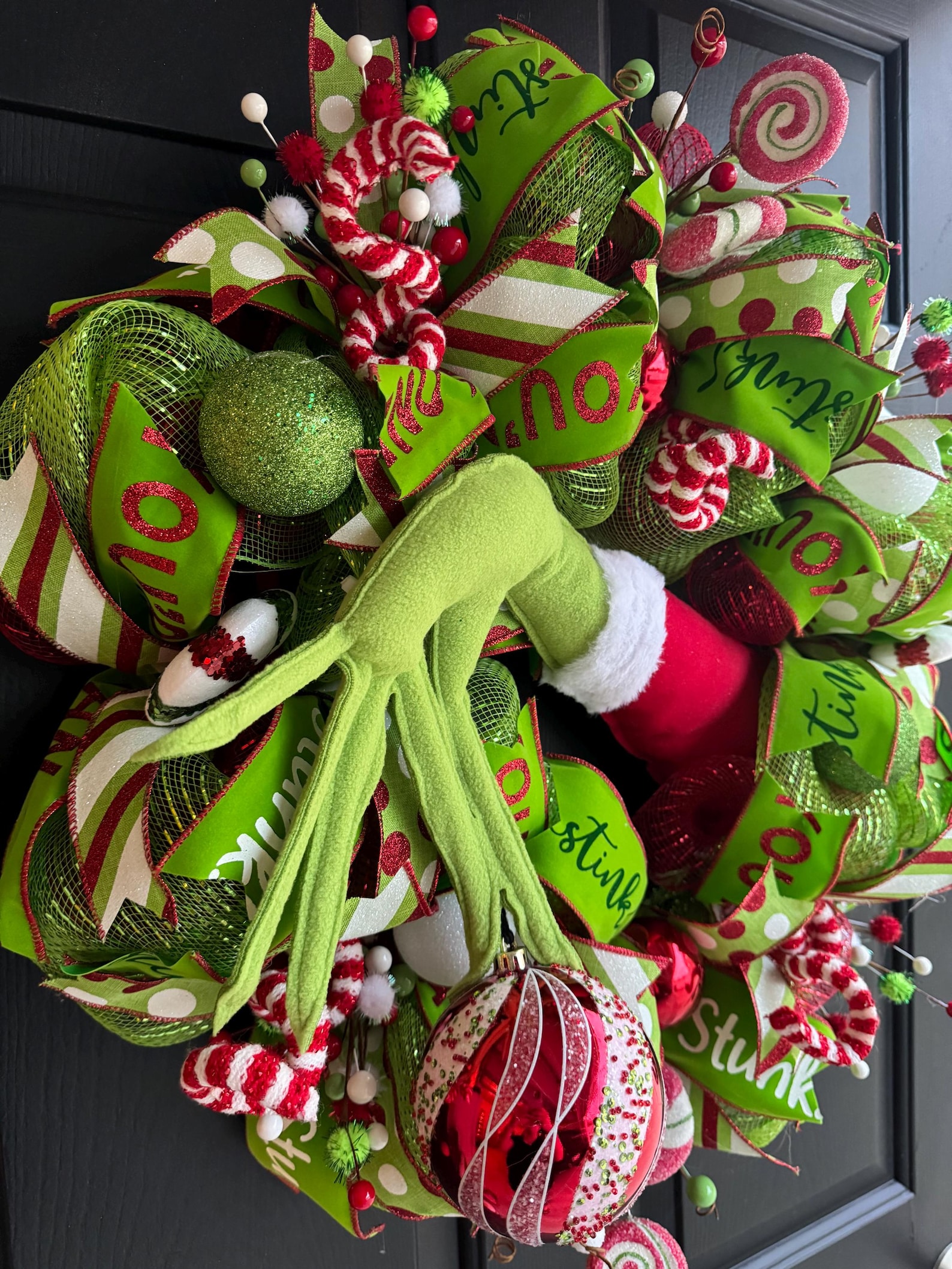 Grinch Wreath, Christmas Wreath, Christmas Decor, Whimsical Wreath ...