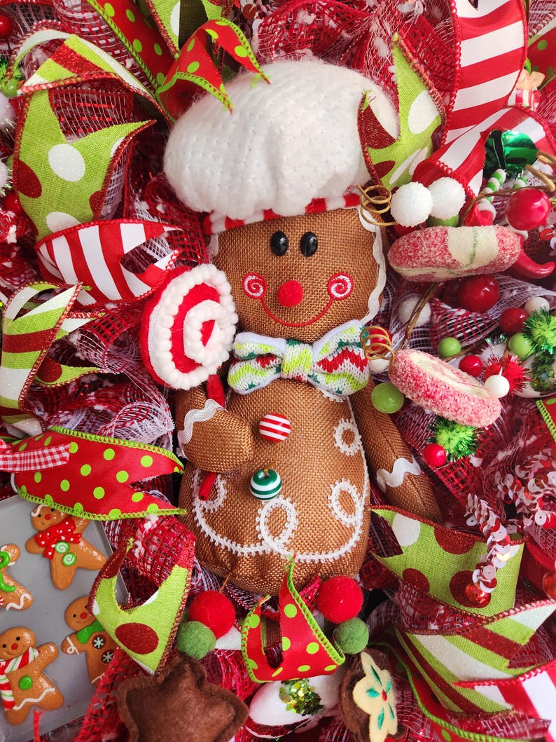 Gingerbread Wreath, Christmas Wreath, Gingerbread Man Wreath, Cookie ...