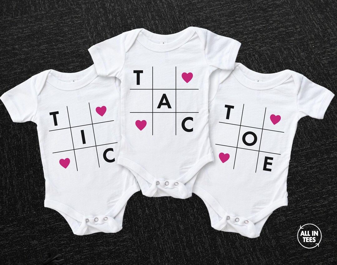 Tic Tac Toe Triplet Shirts Matching Sibling Set Triplet Pregnancy ...