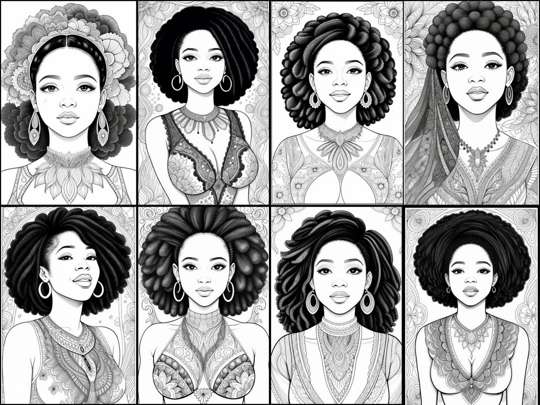 20 Beautiful Black Women Coloring Pages for Relaxing and Relief Stress ...