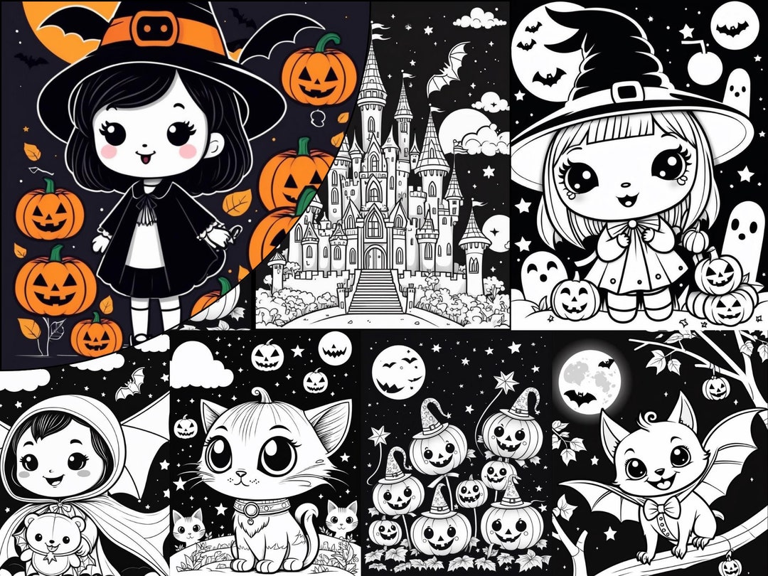 Halloween Vibes Coloring Page Book for Kids cute an Spooky ...