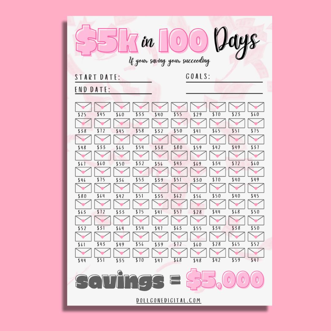 5K Savings Challenge Printable Saving Tracker, Template Money | Saving ...