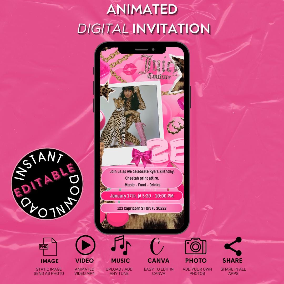 Dollgonedigital Birthday Invitation Digital Template, Editable Bday ...