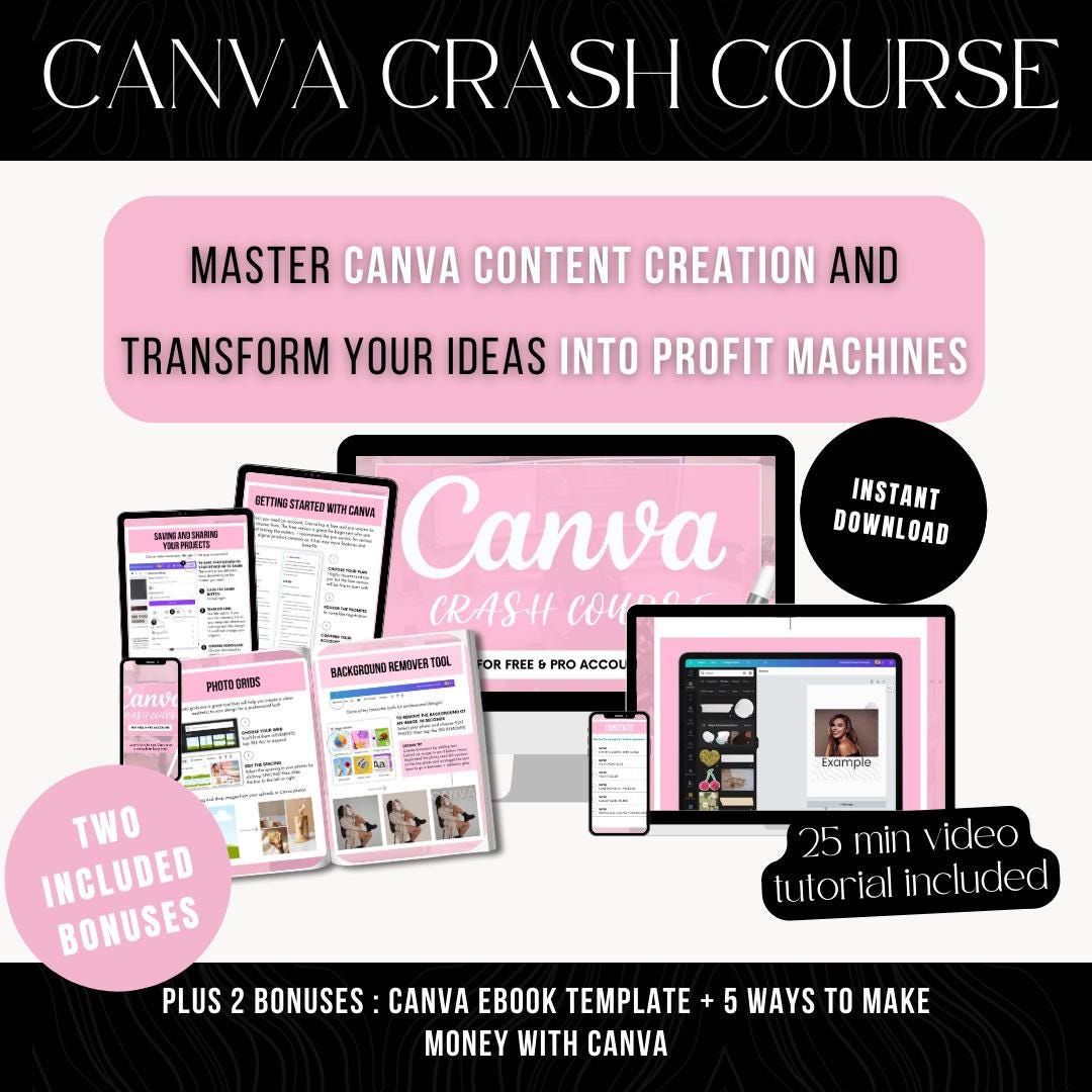 Canva Crash Course With MMR/PLR Label Rights, Canva Guide With Videos ...