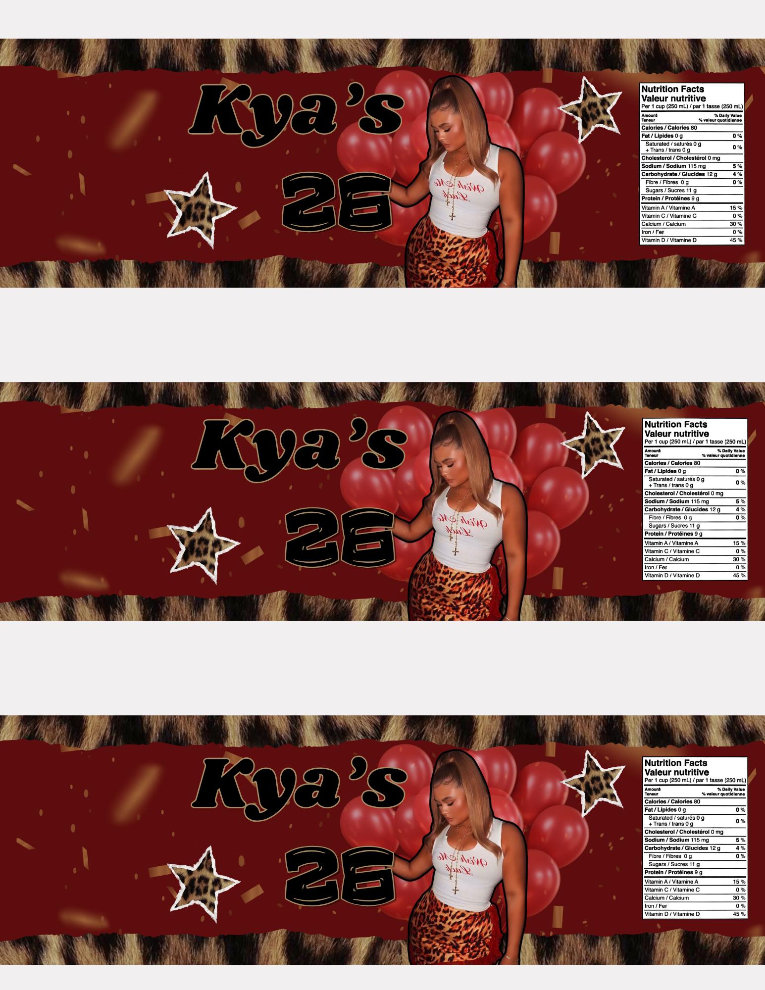 Red & Cheetah, Leopard Print, Birthday, Water Bottle Label, Canva ...