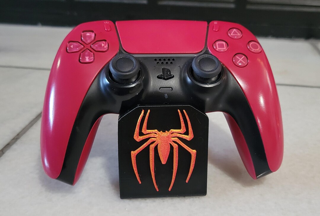 Spiderman Inspired Ps5 Controller Stand Black With Red/orange Silk Pla ...