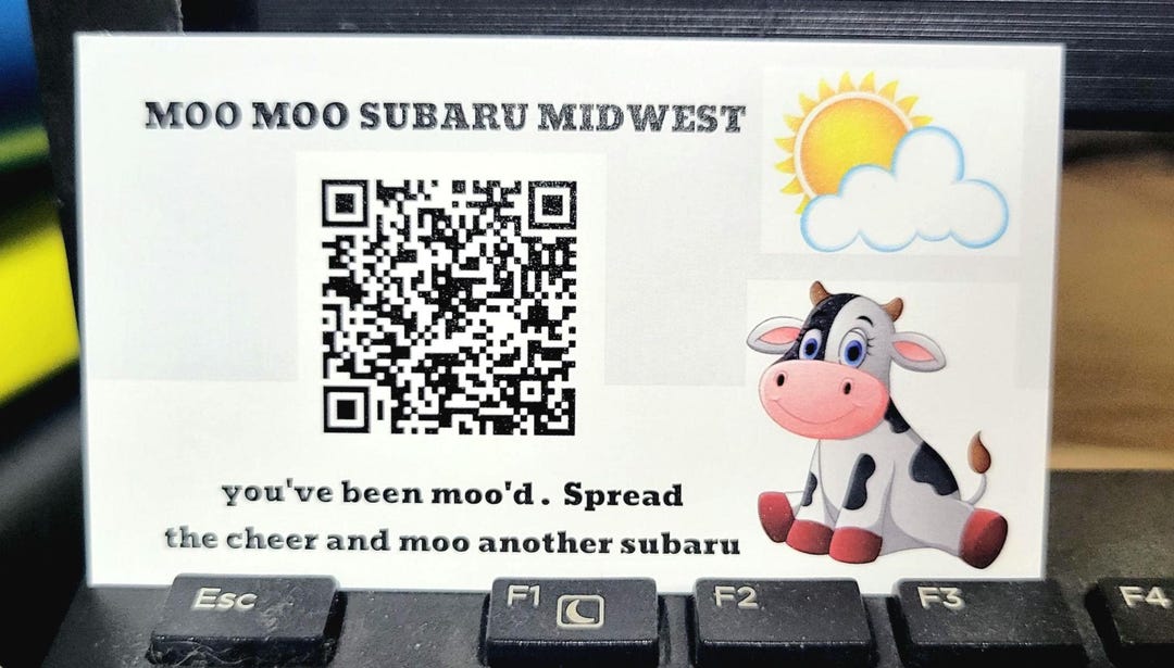 25 Moo Moo Subaru Midwest Group Cards - Etsy