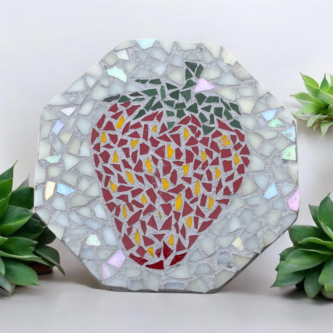 Handmade Mosaic Strawberry Coaster – Unique & Vibrant Drink Rest - Etsy