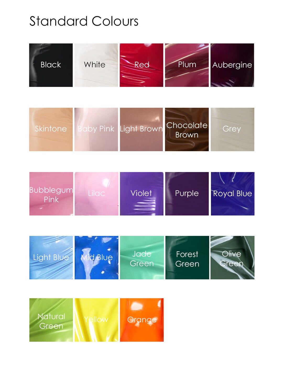 Lady Lucie Latex Colour Chart (not for Purchase) - Etsy Canada
