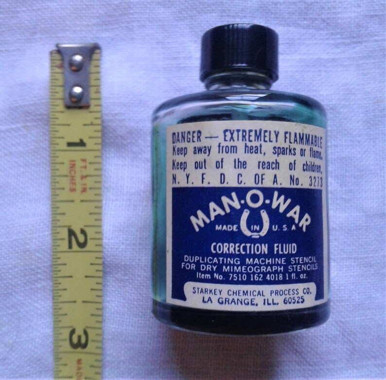 Vintage Man-o-war Correction Fluid for Duplicating Machines Stencils ...