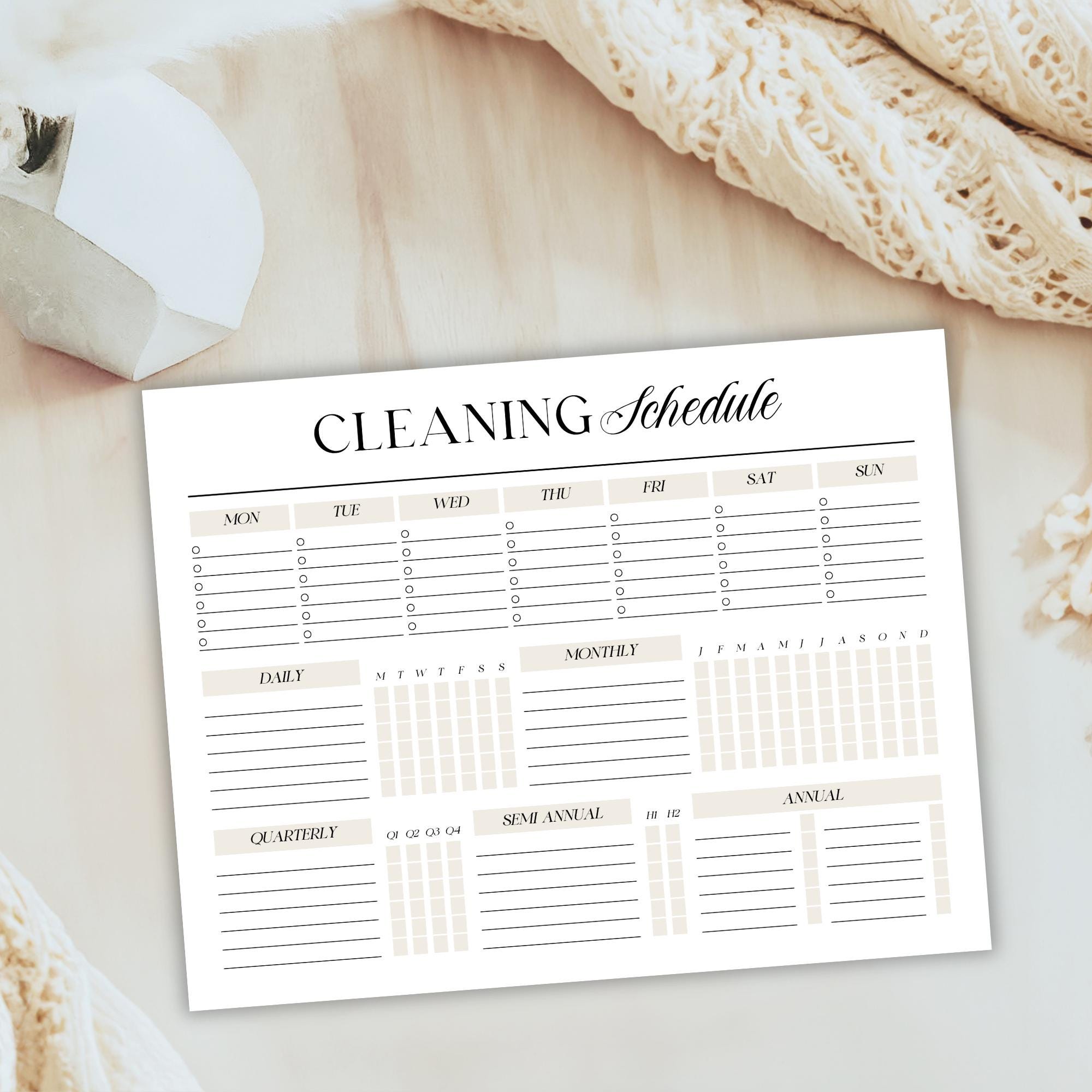 Printable Cleaning Schedule, Cleaning Checklist, Cleaning Planner ...