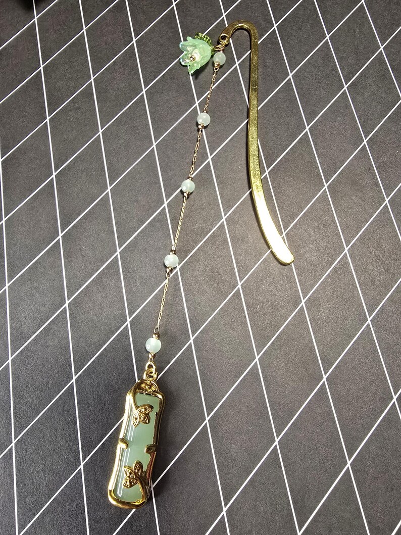 Jade Bamboo Bookmark Chain Bookmark - Etsy