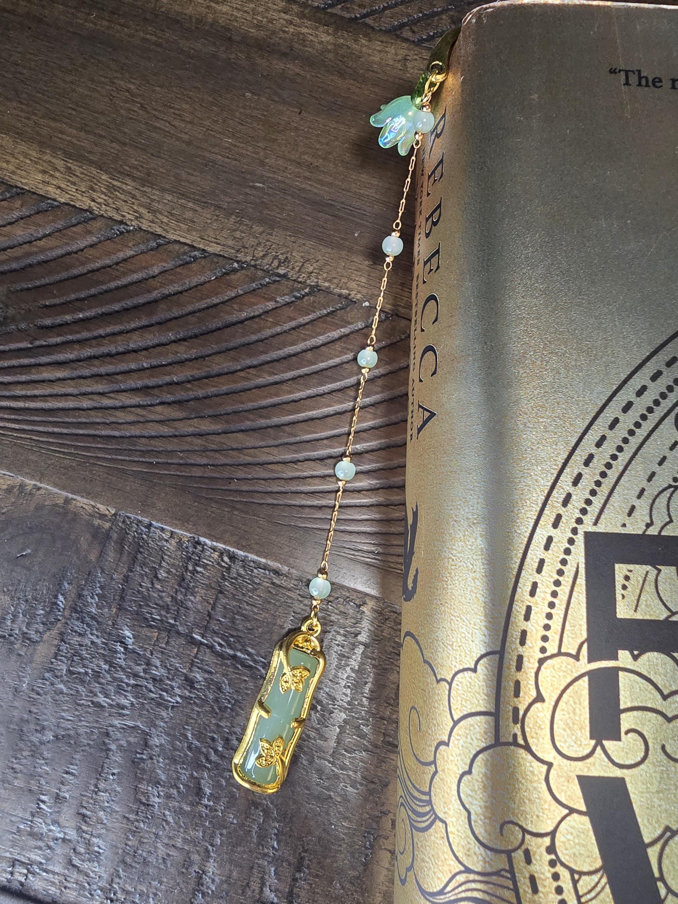 Jade Bamboo Bookmark | Chain Bookmark - Etsy
