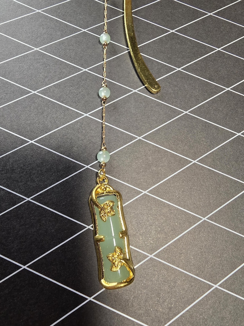 Jade Bamboo Bookmark Chain Bookmark - Etsy