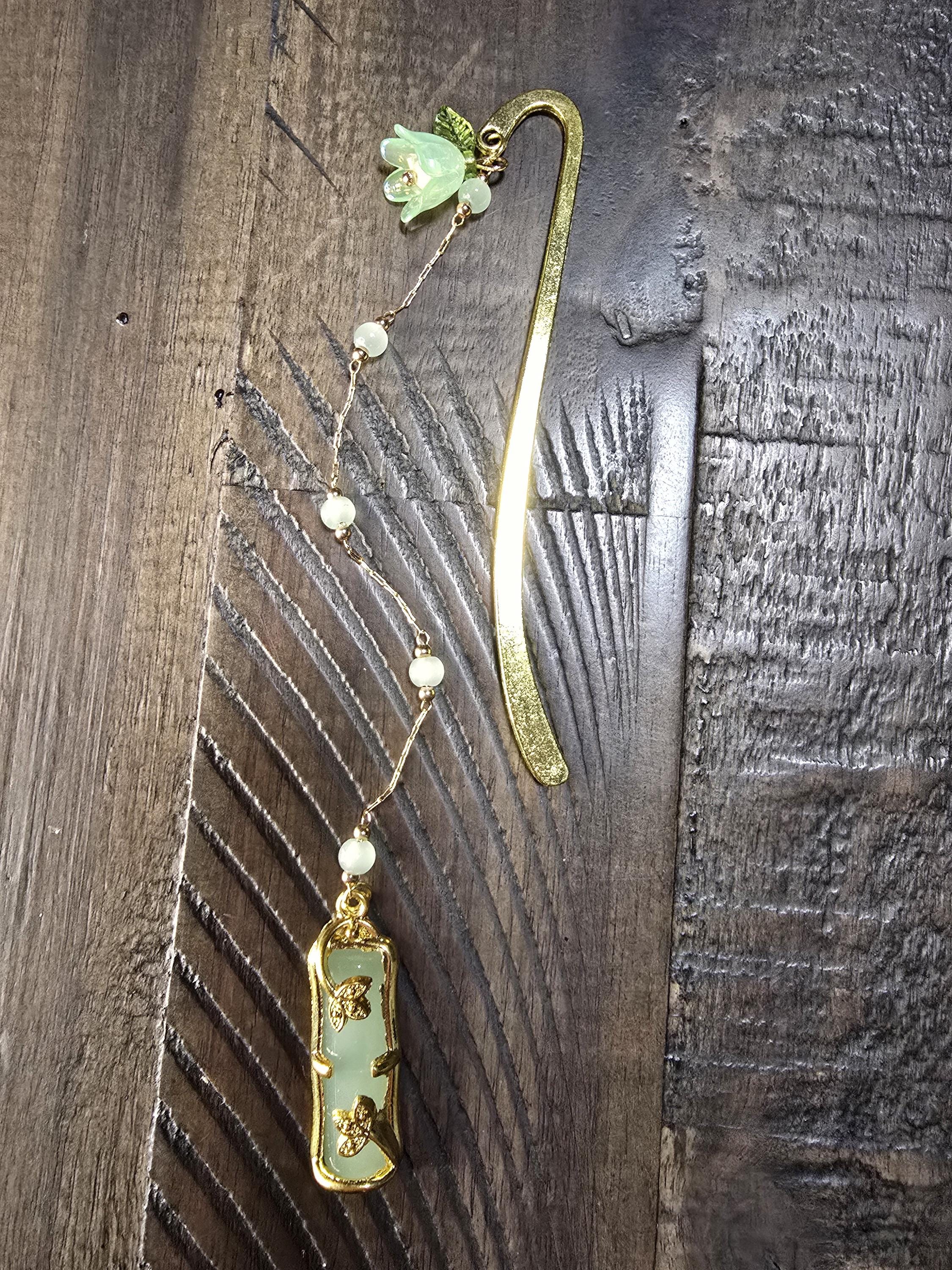 Jade Bamboo Bookmark | Chain Bookmark - Etsy