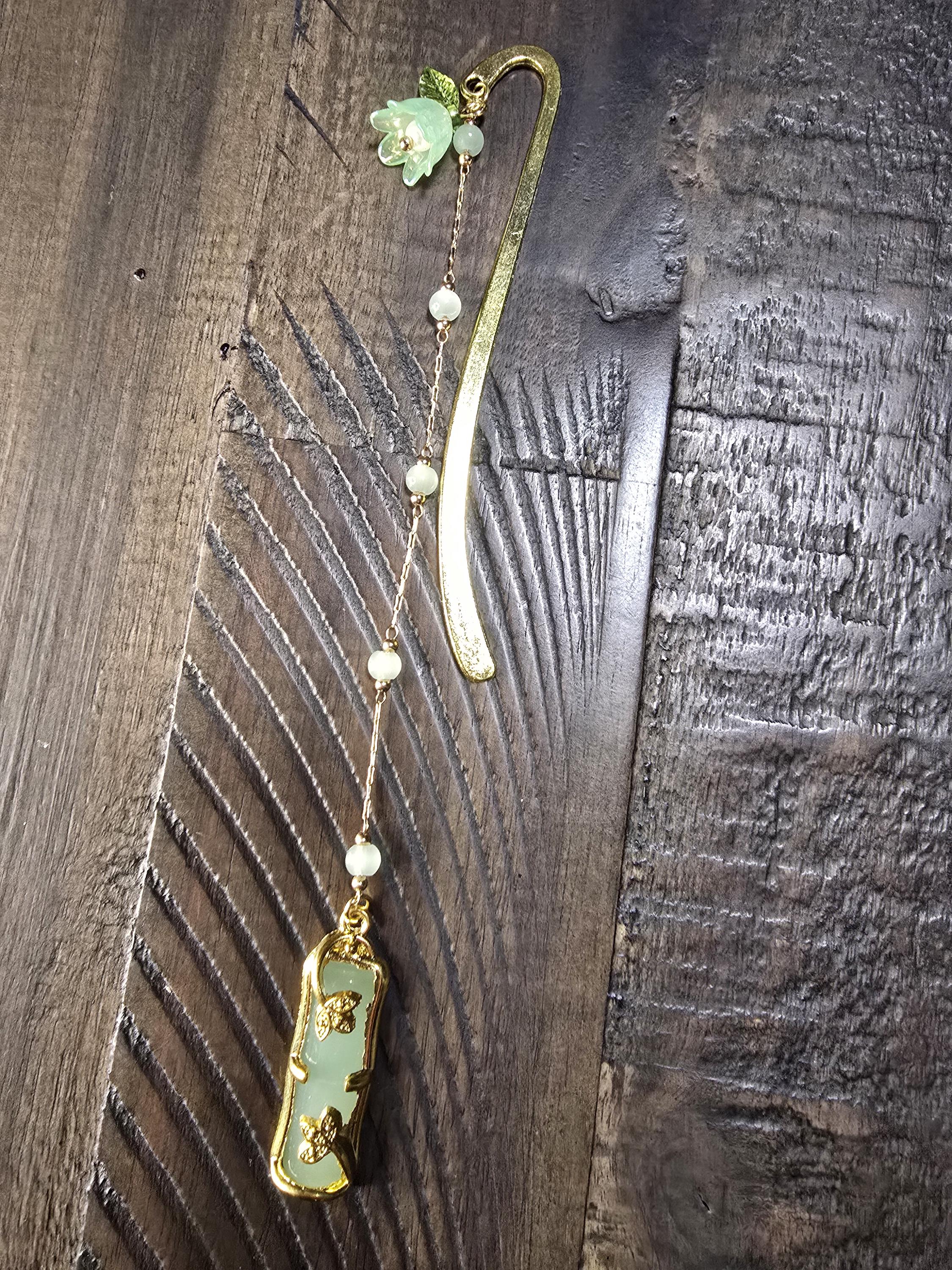 Jade Bamboo Bookmark | Chain Bookmark - Etsy