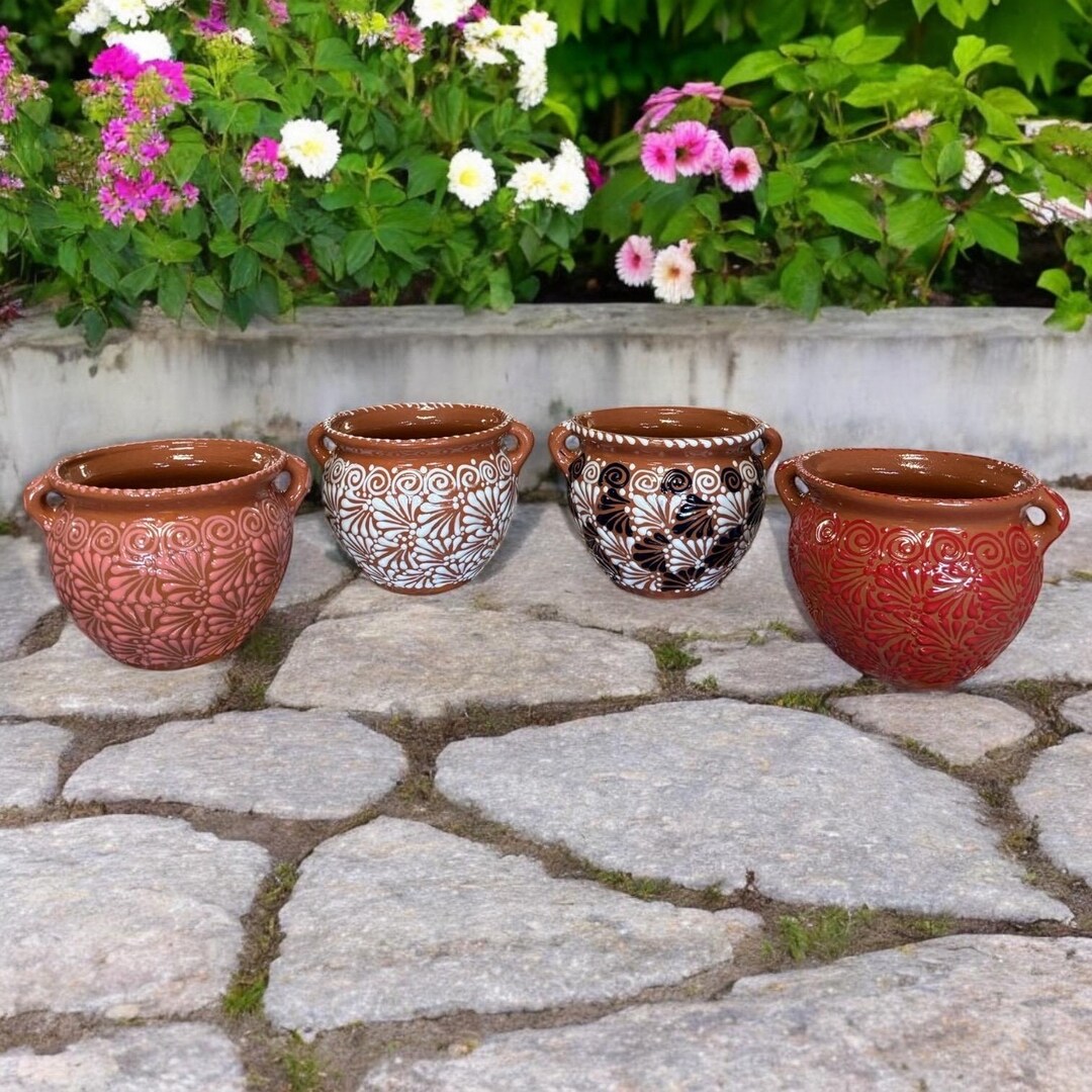 Hand Painted Talavera Brown Pot With Handles — Multiple Colors in ...