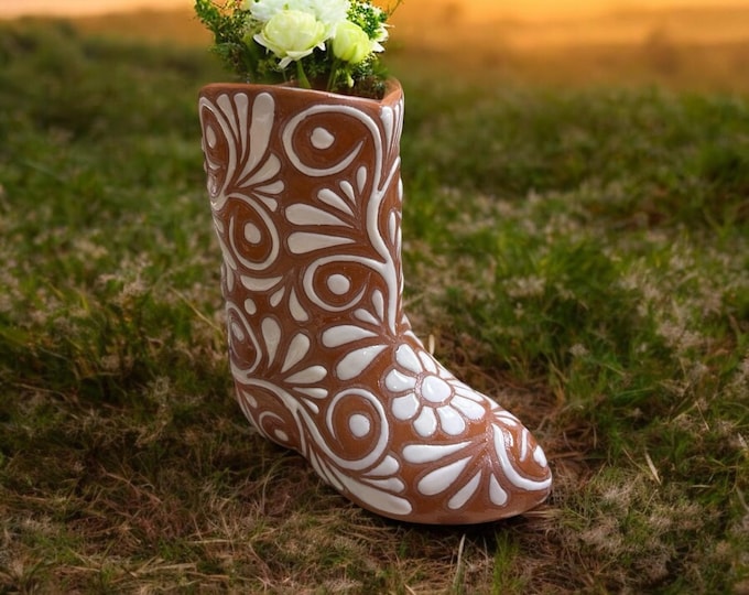 Hand Painted Mexican Talavera Cowboy Boot Mini Vase “bota Vacera” - Etsy