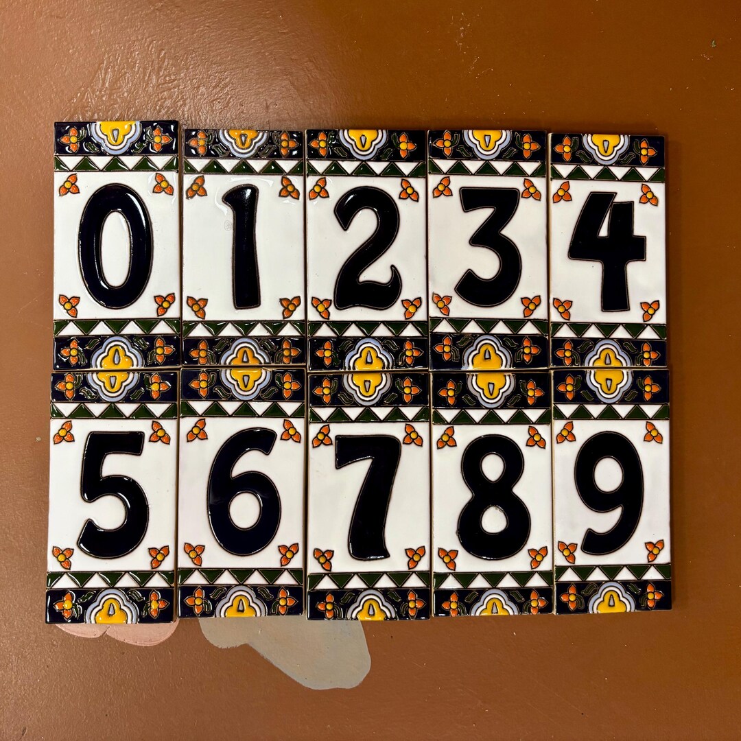 Single Hand Painted House Number Tile, Authentic Ceramic Hand Crafted ...
