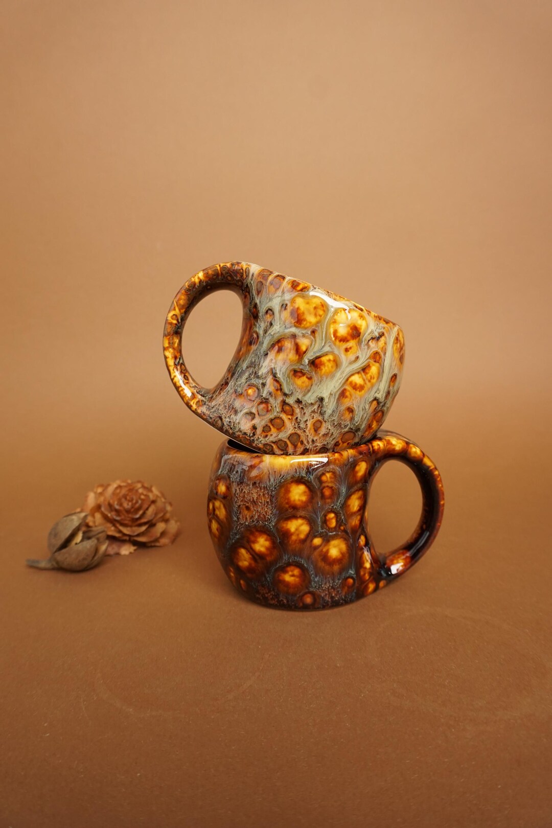 Handmade Ceramic Ring Mug, Thumb Handle, Coffee Mug With Molten ...