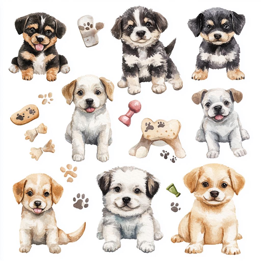 Watercolor Cute Puppy Clipart, Puppies Clipart,painted Puppy Clipart ...