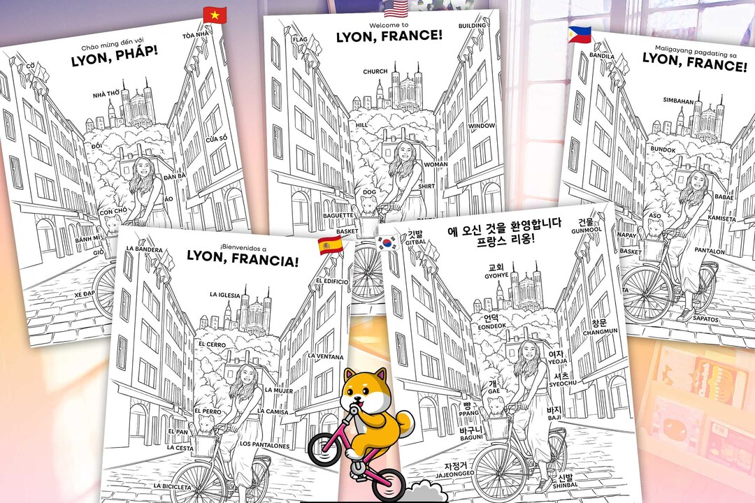 France lyon Coloring Page for Kids and Adults - Etsy