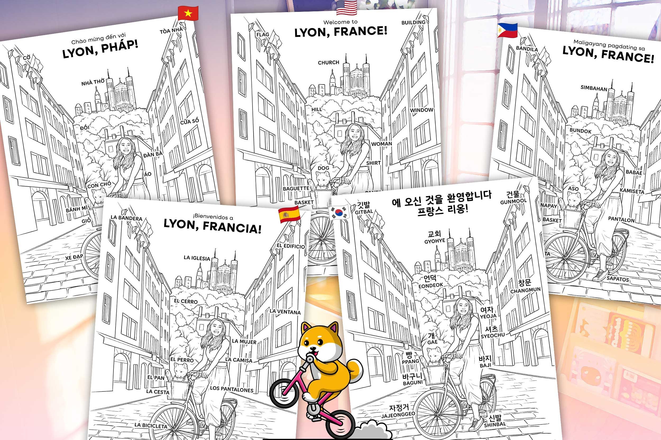 France lyon Coloring Page for Kids and Adults - Etsy