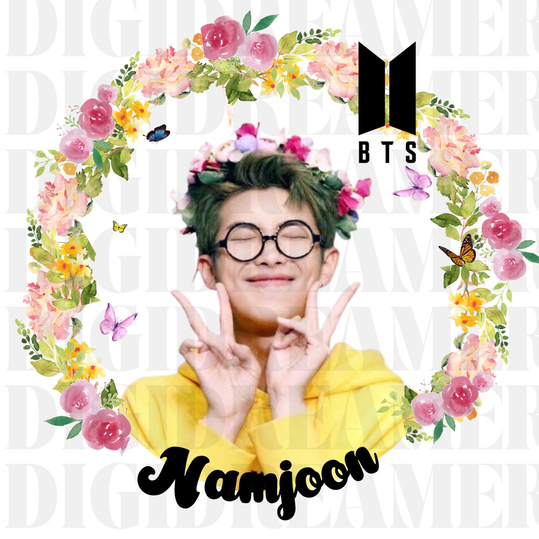 Kpop BTS Namjoon RM Flower Png Design Digital Download - Ready to Use ...