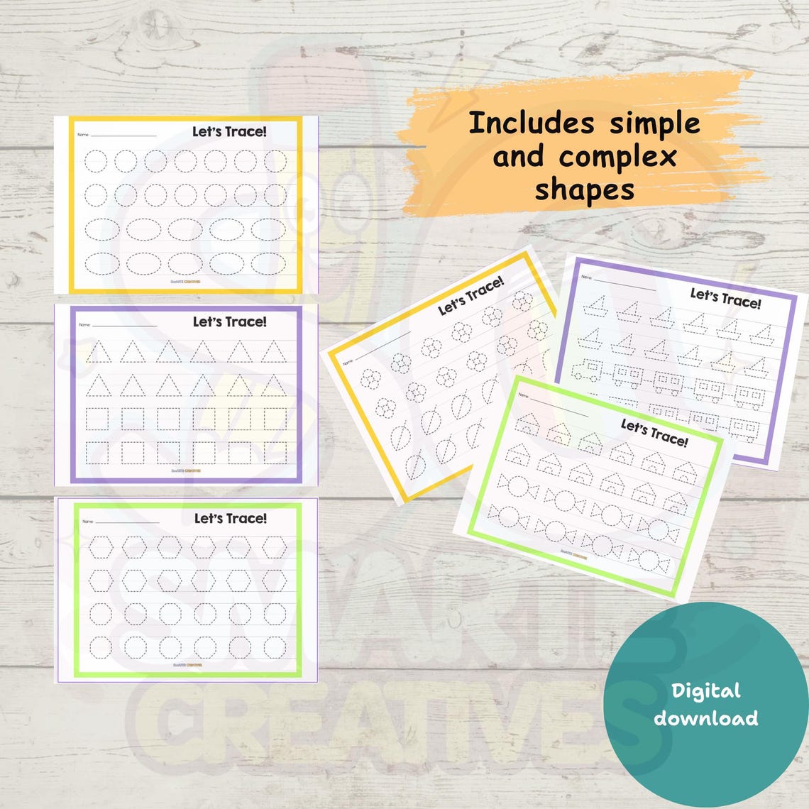 Practice Tracing Worksheet | Broken Lines, Curves & Basic Shapes | 27 ...