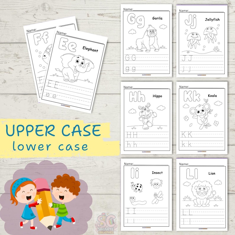 Trace and Color Animal Alphabets- Alphabets From A-Z- Printable ...