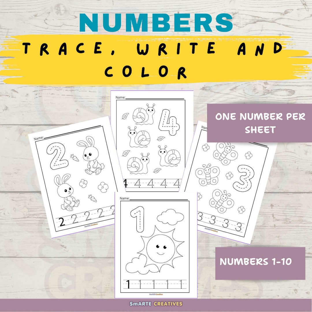 Numbers Worksheets - 1-10- Trace and Write- Coloring Numbers ...