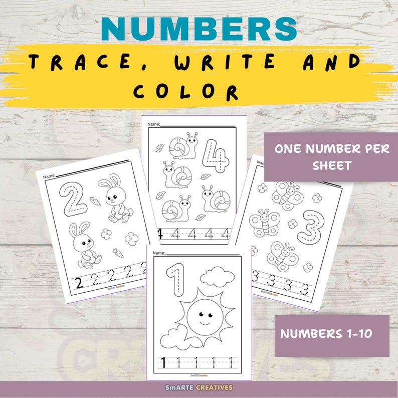Numbers Worksheets - 1-10- Trace and Write- Coloring Numbers ...